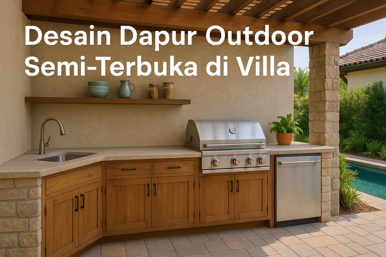 Desain Dapur Outdoor Semi-Terbuka di Villa - Properti1