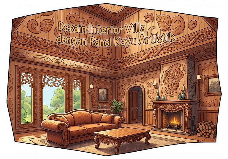 Desain Interior Villa dengan Panel Kayu Artistik - Properti1